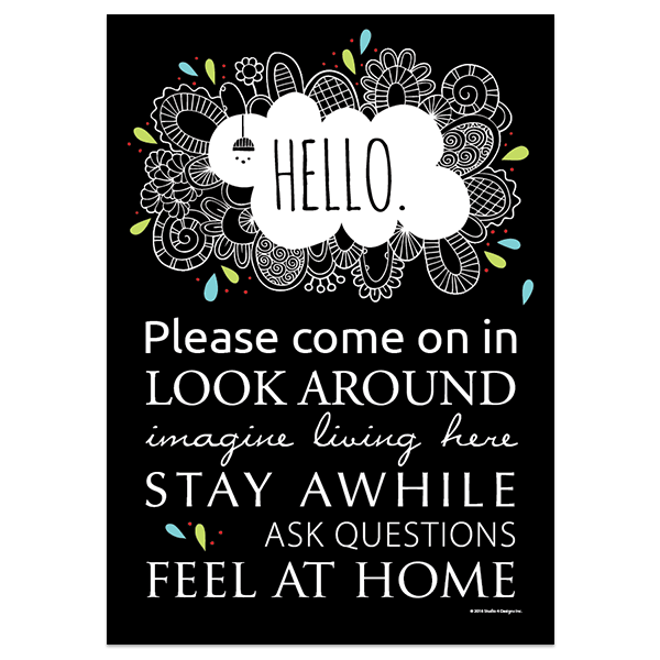 “Hello” Welcome Sign – Creative Series – Black & White – Studio 4 Signs
